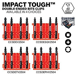 BOSCH CCSDEV2504 4-Piece Assorted Set 2-1/2 In. Impact Tough Phillips, Square, and Torx Double-Ended Bits with Clip for Custom Case System