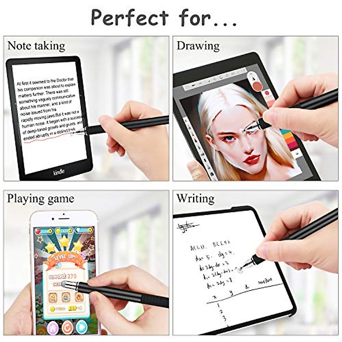 Fine Point Disc Stylus Pen for Apple iPad Pencil, Compatible with iPhone, iPad, iPad Pro, Samsung Galaxy Cellphones & Tablets and All Other Touch Screen Devices (3Pcs with Extras)