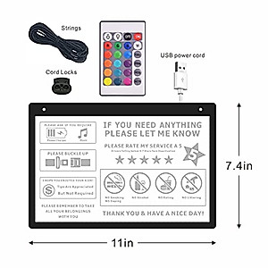 HEBANG LED acrylic USB Car Taxi Driver Tips Sign Car Taxi Driver 5 Stars Tipping Appreciated No smoking Wear a mask Tips HB-01