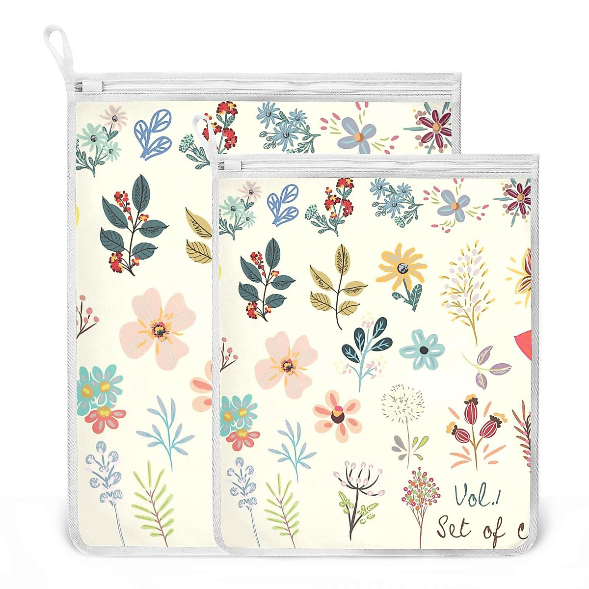 Cute Floral Laundry Bags Mesh Wash Bags Set of 2 Delicates Bag for Washing Machine Laundry Bag with Zipper for Underwear Blouse Hosiery Pants Sweaters Bra Clothes