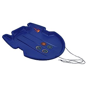 Superio Downhill Snow Saucer Sled 37" Snow Slider for 4 Riders, Huge Round Plastic Sled with Pull Ropes for Kids and Adults, Blue Disc Sled