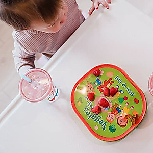 The First Years CoComelon Toddler Dinnerware Set - Plastic Dinnerware Set and Toddler Utensils - 2 Reversible Baby Plates and 4 Textured Baby Spoons
