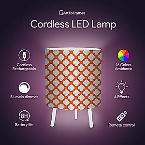 5x7 Inch LED Desk Lamp - Light Orange Clover Custom Canvas Printed Table Light 16 Colors - 5 Level Dimmer - 4 Lighting Effects - Rechargeable Light - Remote Control. by LampPix Made in The USA.