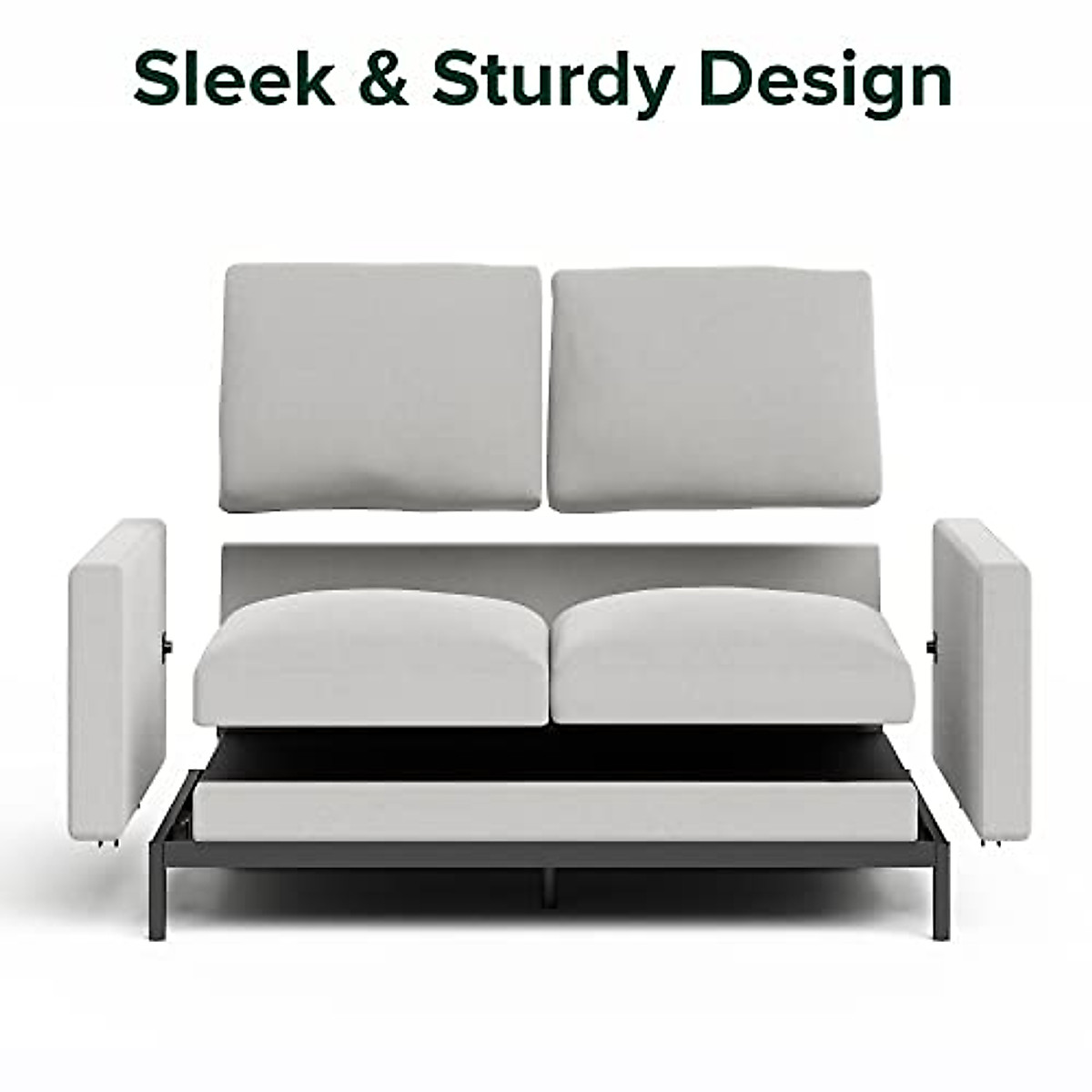 ZINUS Logan Loveseat, Green Tea Infused Foam Cushions, Tool-Free, Easy Assembly, Light Grey