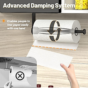 Fudontte Paper Towel Holder Wall-Mounted Tissue Holder with Damping Effect Self-Adhesive or Screw for Kitchen Bathroom