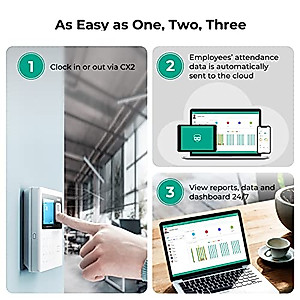 ANVIZ Time Clocks for Employees Small Business - CX2 Fingerprint Biometric Clock in and Out Machine - Finger Scan + RFID + Pin Punching in one, with Professional Cloud Software (0 Monthly Fee), White