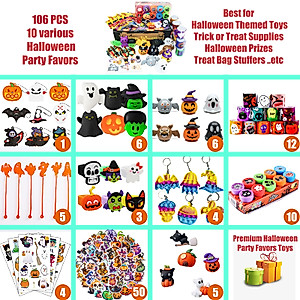 MSOOIIO Premium Halloween Party Favors Toys for kids,58PCS Cute Halloween Themed Toys, Assortment Kids Trick or Treat Party Favors Supplies,Treat Bag Stuffers Goody Bag Filler Halloween Treats Prizes