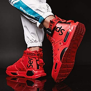 Ahico Mens Fashion Sneakers High Top Walking Shoes Sport Athletic Casual Shoe Vogue Stylish Men Red
