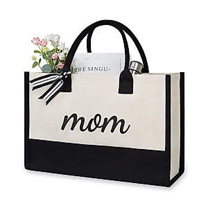 TOPDesign Personalized Inspirational Canvas Tote Bag for Women, Gifts for Mom, Mother’s Day Birthday Gift from Daughter Son, Sentimental Present for Wife, Grandma, Ideal for Beach, Travel