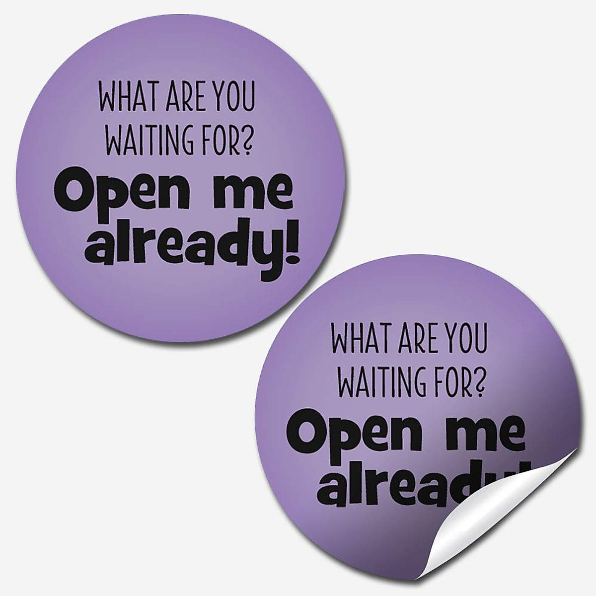 Open Me Already! Thank You Customer Appreciation Sticker Labels for Small Businesses, 60 1.5" Circle Stickers by AmandaCreation, Great for Envelopes, Postcards, Direct Mail, & More!