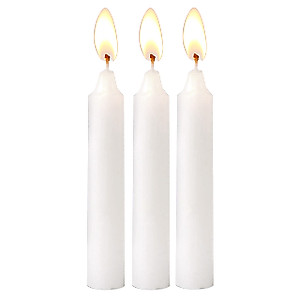Ner Mitzvah Classic White Taper Candles – 7 Inch Candles - 60 Bulk Pack - for Shabbat Candles, Dinner Tables, Restaurants, Ceremonies and Emergency - 6 Hour Burn Time