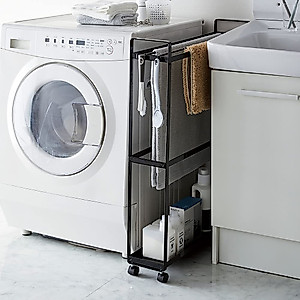 YAMAZAKI home 4293 Towel Rack and Bath Cart-Rolling Bathroom Storage Organizer, One Size, Black