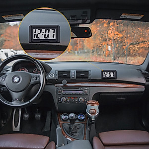 Frienda 24 Pieces Mini Digital Clock Small Magnetic Clock Car Dashboard Clock Stick on Clock Self Adhesive Bracket Digital Clock Battery Operated (Black)