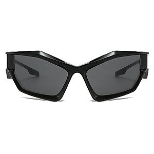 NIDOVIX Trendy Wrap Around Sunglasses for Men Women Fashion Cool Sport Y2K Stylish Cat Eye Sun Glasses UV400 Protection (Black/Grey)