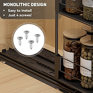 Amazer Pull Out Spice Rack Organizer for Cabinet, Slide Out Spice Rack Organizer for Cabinet, 2-Tier Spice Rack for Kitchen, Adjustable Sides, Narrow Spice Organizer, 4" W x 11" D x 9" H