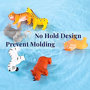 Mold Free Animal Baby Bath Toys for Toddlers/ Infants 6 - 12- 18 Months, No Hole No Mold Bathtub Toys, 1 2 3 4 Years Old Kids (6 Pcs with Storage Bag)