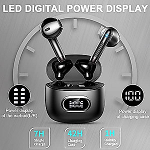 Wireless Earbud, Bluetooth 5.3 Headphones Deep Bass Bluetooth Earbud with 4 Mics, Bluetooth Earphones in Ear Noise Cancelling Wireless Headphones, IP7 Waterproof 42H Ear Buds, LED Display[New Upgrade]