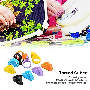 Agatige 10pcs Thread Cutter Rings, Ring Cutter Split Knife Plastic Thimble Sewing Rings Yarn Cutters Finger Ring Stitch Cutting Tools for Sewing, Knitting, Crafting