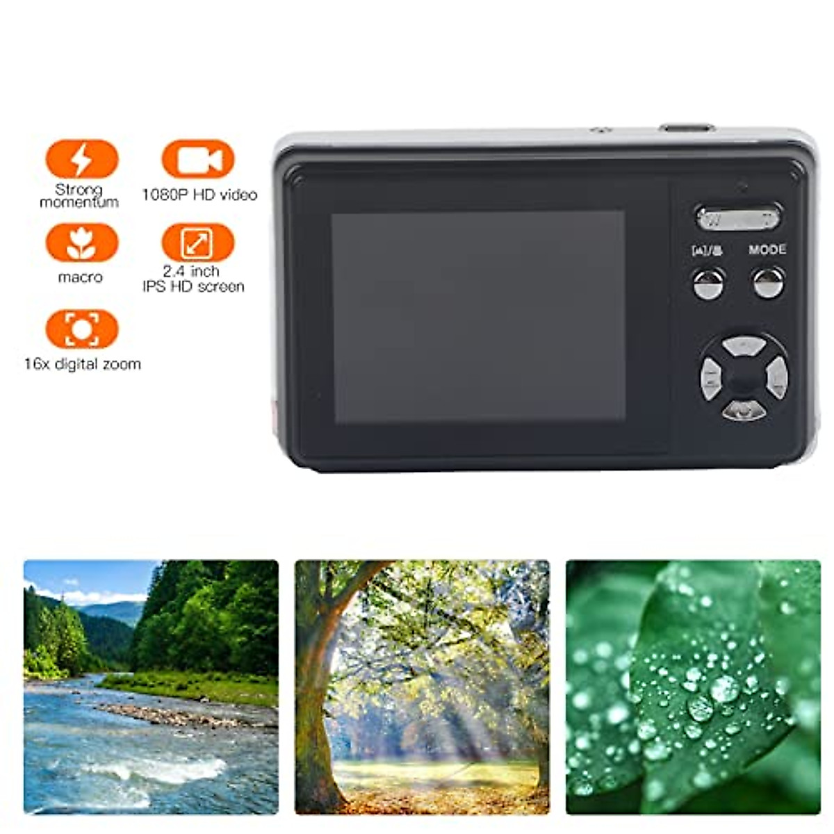 40MP Digital Camera 2.4 Inch Screen Mini Video Camera with 16x HD Digital Zoom 32GB Digital Cameras for Photography (Black)