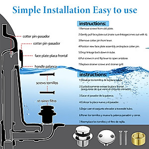 Tip Toe Bathtub Drain Conversion Kit Assembly, Tub Drain Plug Trim Set Bath Tub Drain Stopper with Two-Hole Overflow Faceplate (Chrome Plated)