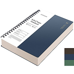 EMSHOI A4 Spiral Notebook College Ruled Lined Journal, 11.2" X 8.27", 300 Pages/150 Sheets, 100gsm Thick Paper, Waterproof Softcover, Twin-Wire Binding, for School Work Business Writing-Blue