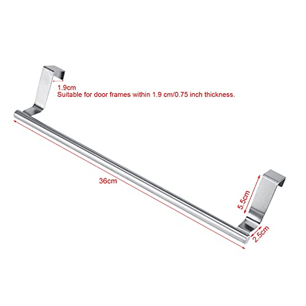 Cabinet Drawer Towel Hanging Rack Stainless Steel Storage Holder Over Door Hanger Kitchen Bathroom Save Space Silver(Long Type)