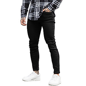 GINGTTO Men's Skinny Stretch Jeans Slim Fit (34, Black)