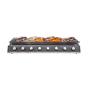 8 Burner Portable Outdoor BBQ Grill Large Stainless Steel Patio Garden Barbecue Grill Outdoor Party Grill Commercial Adjustable Height