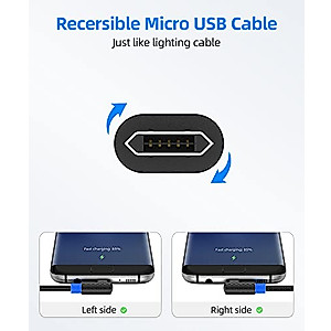 SUNGUY Right Angle Micro USB Cable 3FT [2-Pack], Short 90 Degree Micro USB Cable Nylon Braided Fast Charging Cords Data Sync for Samsung S7 S6 Note 5, Kindle, LG, Power Bank