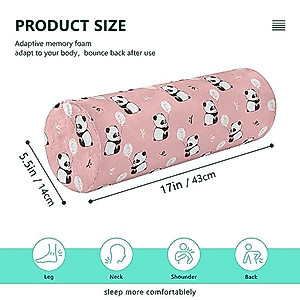 Vnurnrn Cute Pandas Neck Support Pillow Round Neck Roll Bolster Cylinder Pillow Cervical Pillows Back Pillow for Leg Knee Back Head Support for Bedroom Camp Work Women Men
