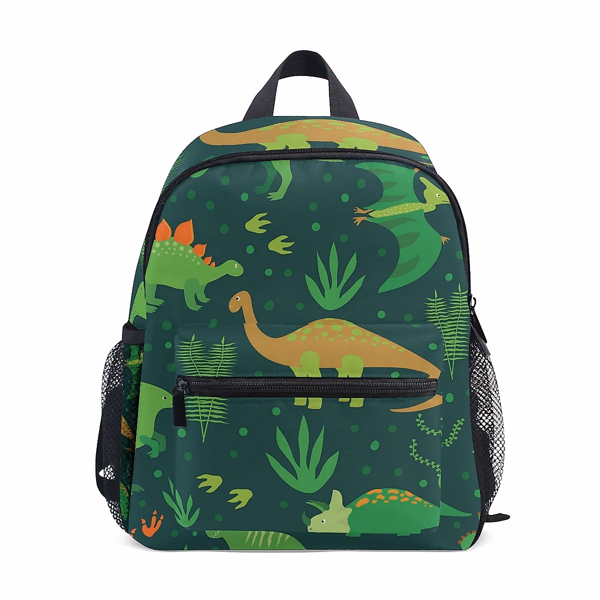 Green Dinosaurs Preschool Backpack with Chest Strap,Mini Toddler Backpack Daycare Toy Bag for Boys Girls,10 x 4x 12 Inches