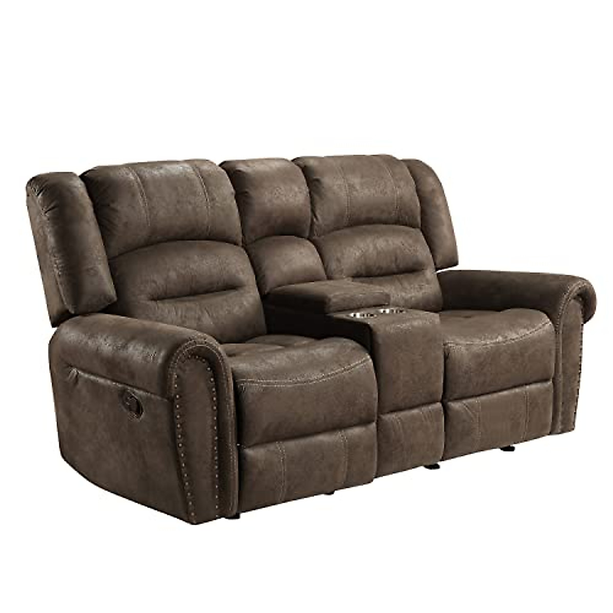 Lexicon Shay Double Glider Manual Reclining Loveseat, Brown