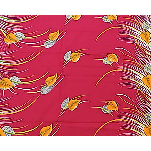Peegli Indian Vintage Red Printed Textile Silk Blend DIY Fabric Casual Dress Material