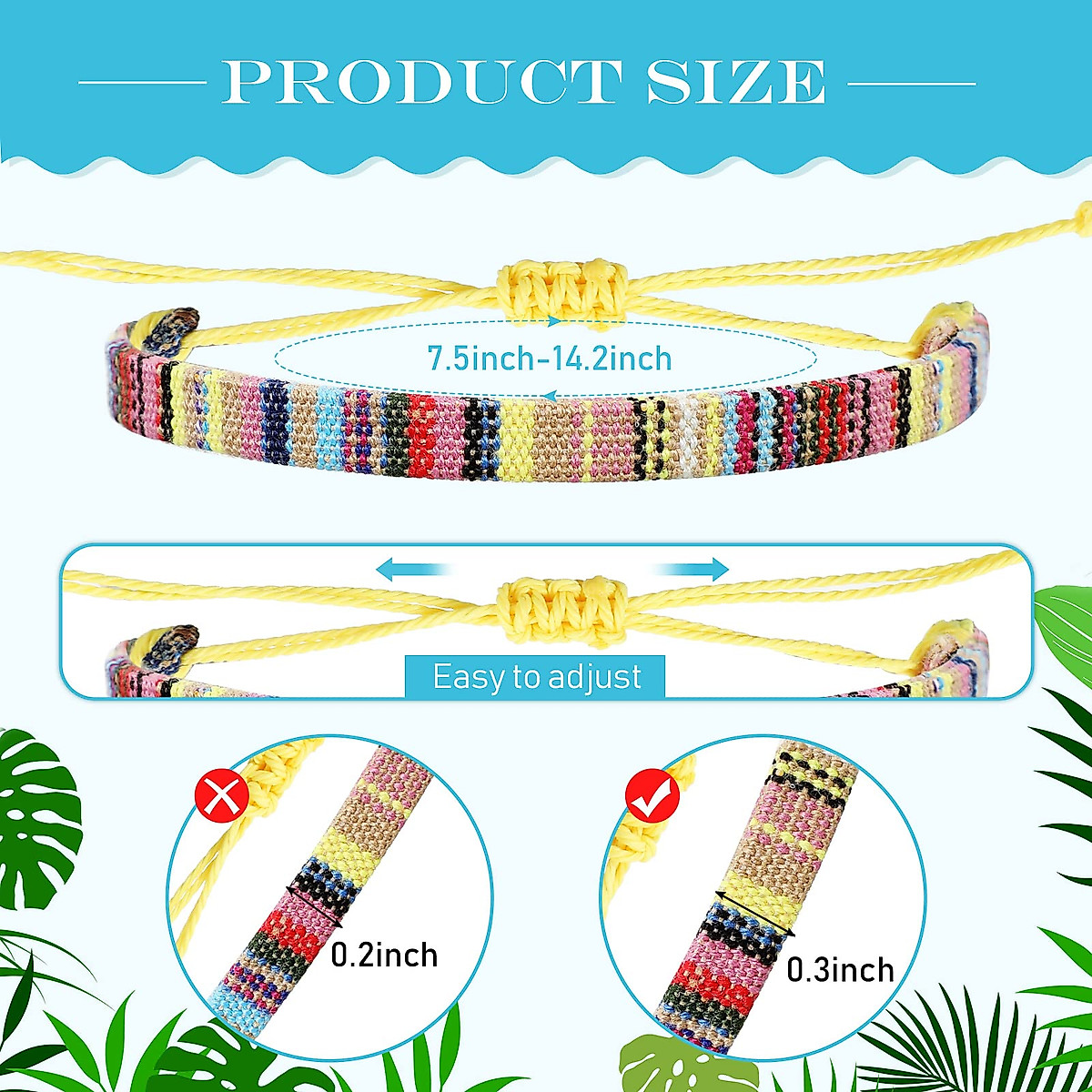 Yinkin 36 Pieces Boho Surfer Bracelet Ankle for Women Waterproof Unisex Ethnic Ankle for Women and Men Handmade Summer Beach Bracelet Jewelry String Rope Ankle Bracelets Gifts