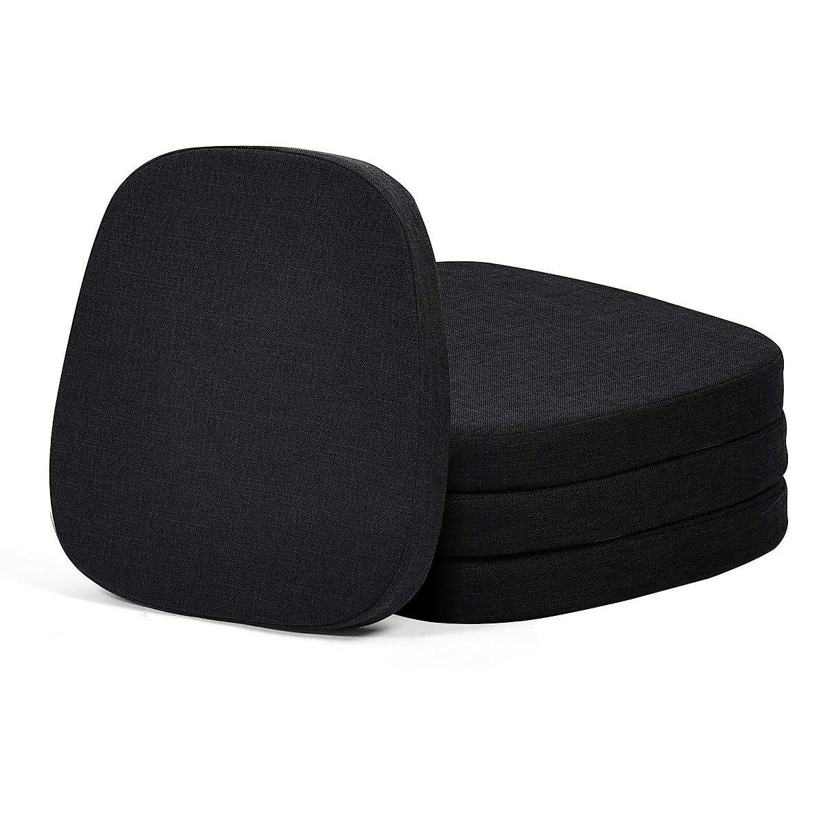 baibu 14x14 Inches Metal Chairs Cushions with Ties Set of 4, Non-Slip Metal Dining Chair Pads Kitchen Chair Cushions with Machine Washable Cover - 4 Cushions Only (Black, 14x14x1.5in)