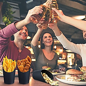 Rtteri 150 Pcs Disposable Charcuterie Cups 16 oz French Fry Cups Black Popcorn Box Kraft Paper for Easter Party Serving Treats Dessert Snack Food