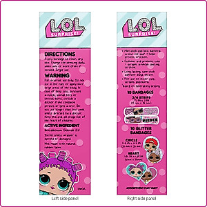 LOL Surprise! Shapes Glitter Kids Bandages, 20 CT, 3 Pack | Wear Like Stickers, Adhesive Bandages for Minor Cuts, Scrapes, Burns. Great Stocking Stuffer or White Elephant