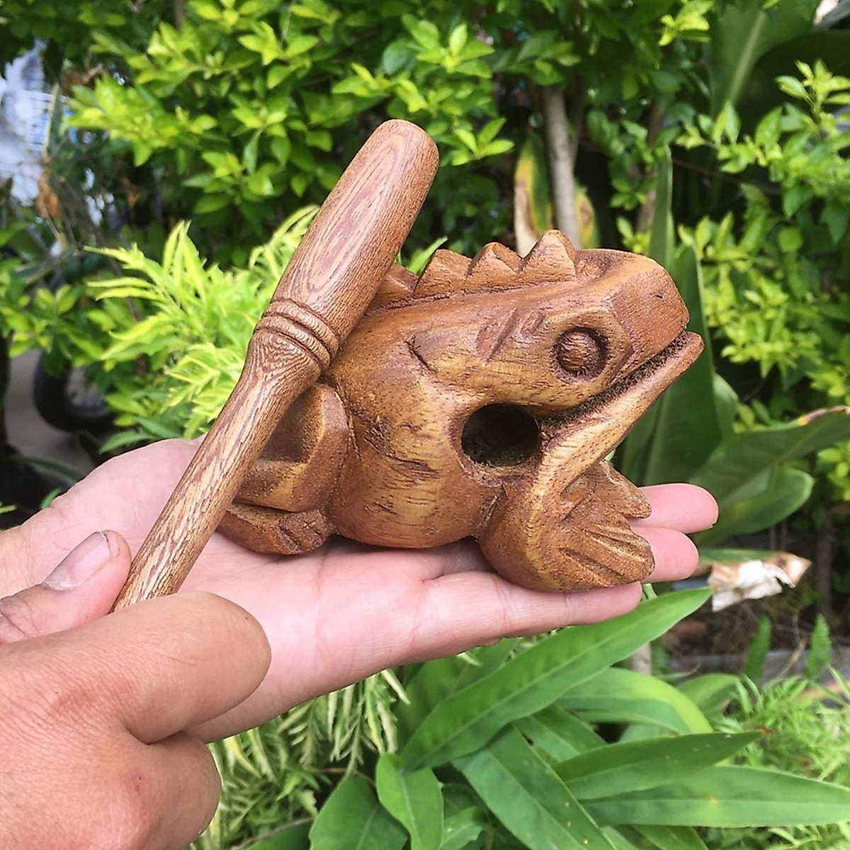 Cozinest Percussion Instruments Wooden Frog Medium Size 4.8 Inch, 4 Inch and 3 Inch Family Wood Frog Guiro Rasp Musical Instrument Tone Block Musical Instrument Home Office Decoration
