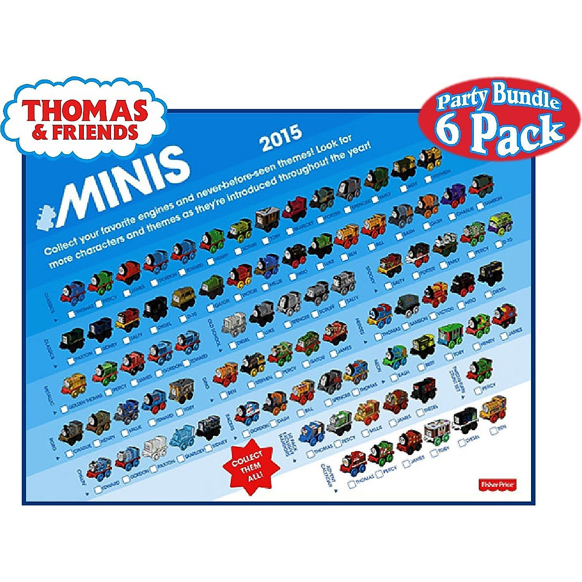 Fisher-Price Thomas & Friends Minis (Engines) Blind Bags Gift Set Party Bundle - 6 Pack