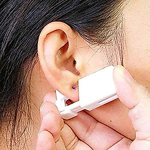 2 Pack Self Ear Piercing Gun Earring Disposable Piercing Kit No Pain Easy Use Ear Piercing Gun Kit Tool with Stud (White)