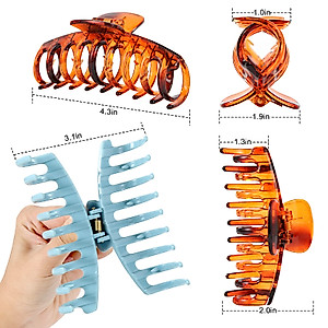 12 Pcs Large Hair Clips for Women with Non-slip Material 4.3 Inches Banana Hair Claw Clips Strong Jaw and Lightweight Claw Clips for Thick Hair and Thin Hair Best Gift Hair Accessories for Women