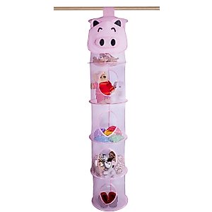 Handy Laundry 5 Tier Storage Organizer - 12" X 59" - Hang in Your Children's Room or Closet for a Fun Way to Organize Kids Toys or Store Gloves, Hats and Mittens. Attaches Easily to Any Rod. (Pig)