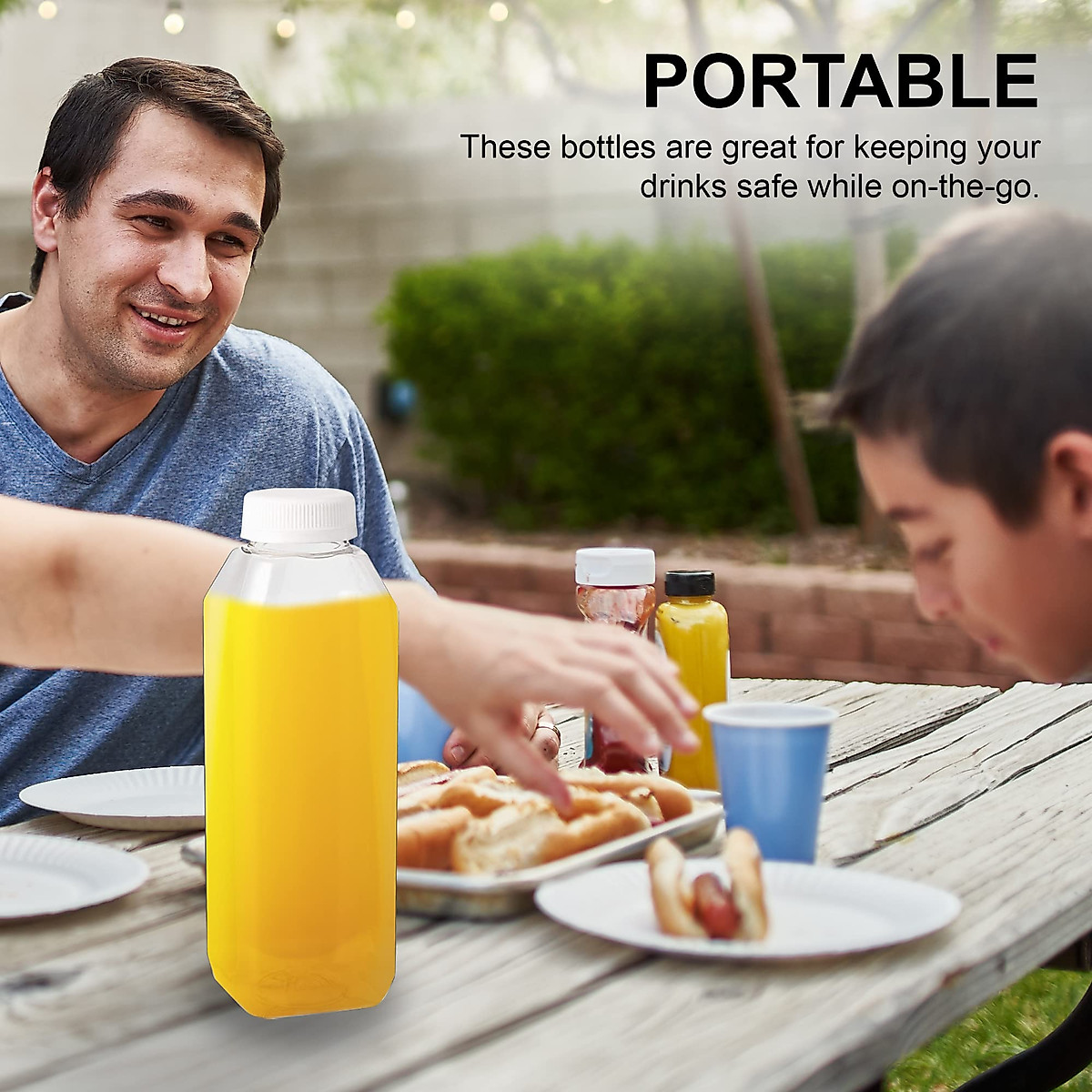 MT Products PET Plastic Juice Bottles 16 oz. - Clear Take-out Containers (Pack of 12) - Made in the USA