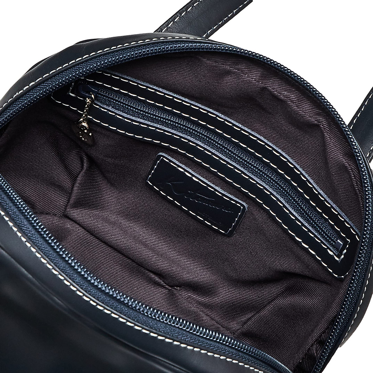 Kitamura Z-0560 Detachable Shoulder Belt 2-Way Handbag, Dark Blue/White Stitching [Navy] 10901