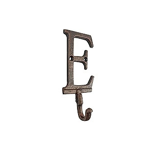 Handcrafted Nautical Decor Rustic Copper Cast Iron Letter E Alphabet Wall Hook 6"