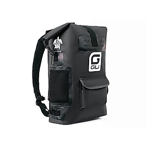GILI Waterproof Backpack with Roll Top Closure, Easy Access Front Zipper, Side Mesh Pockets & Molle Webbing | Keep Your Gear Completely Dry while Paddle Boarding, Kayaking, Canoeing (28L Black)