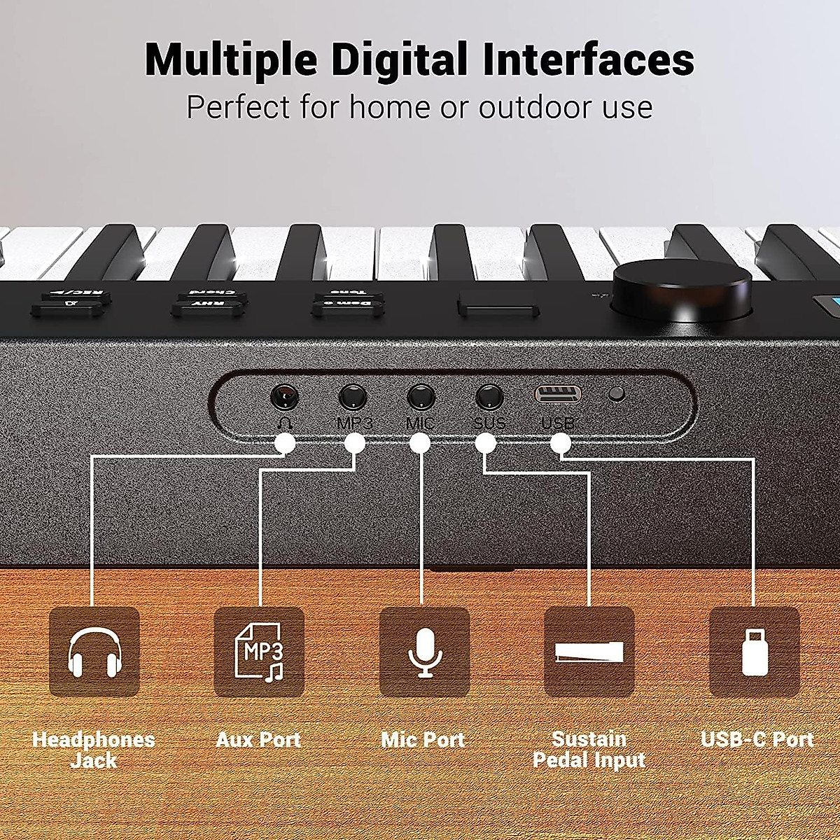 MAGICON 88 Key Foldable Electronic solid Piano can be folded in 180°,more portable. True and Pure Grand Piano Sound Source by France DREAM, Foot Pedal/Power adapter/Delicate Handbag (White)