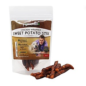 Vet Recommended Premium Chicken Wrapped Sweet Potato Jerky Treats - 10 Count | Made with Real Chicken and Sweet Potato, Easily Digestible, Long Lasting | Size 90 Grams