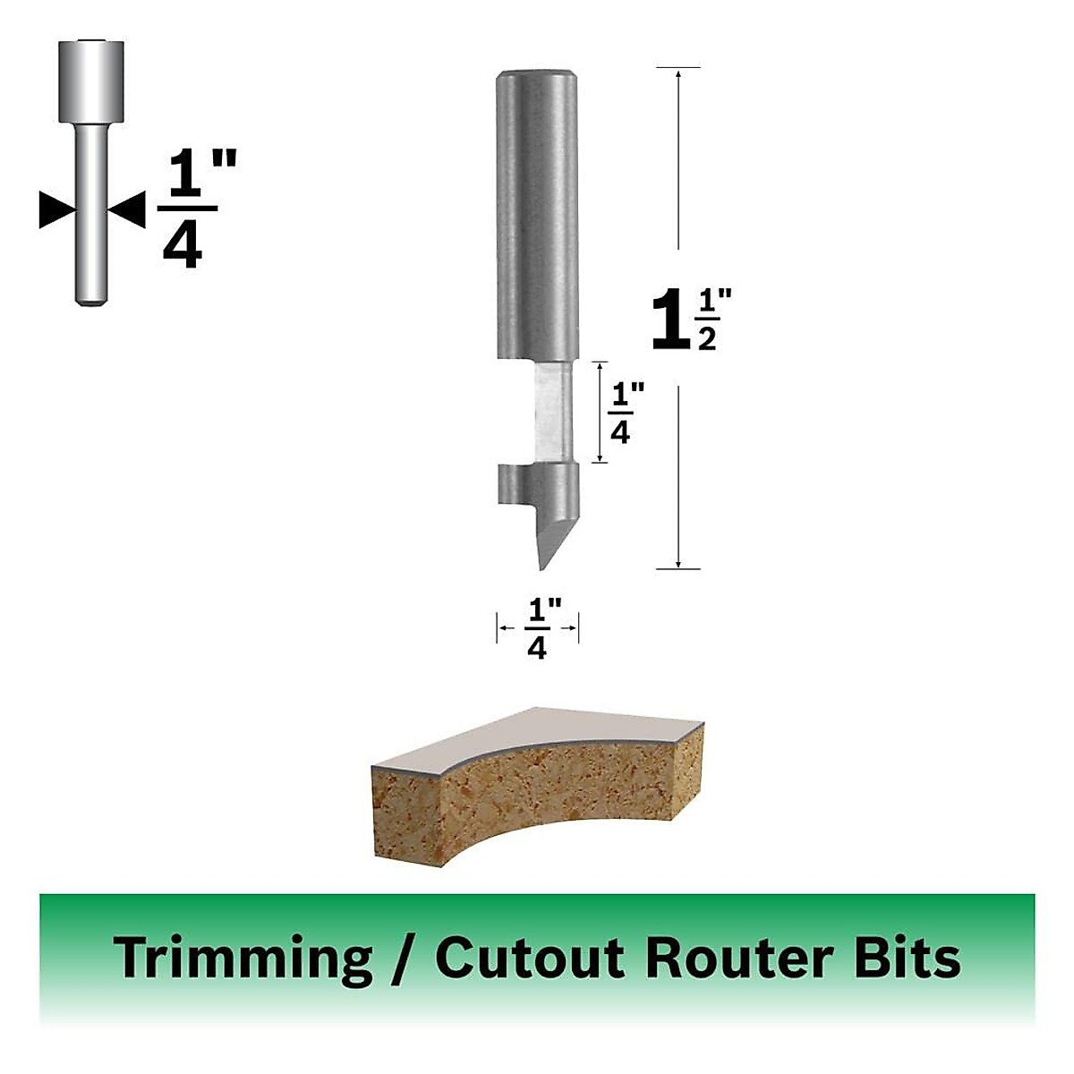 Bosch 85287 Solid Carbide 1/4-Inch Diameter by 1/4-Inch Cut Length Hole and Flush Trim Bit