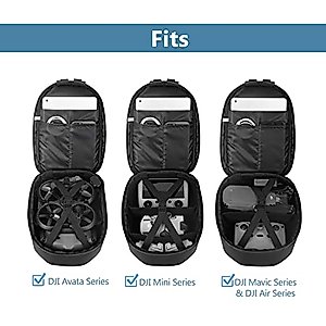 Carrying case for DJI Mini JSVER Waterproof Shockproof Backpack Case Compatible with DJI Air/DJI Mavic/DJI Mini/DJI AVATA Remote & Smart Controller, Propellers, Battery and Accessories